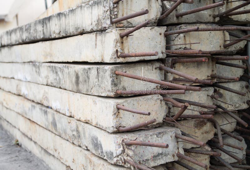Concrete Pole Pile On Ground Stock Image - Image of construction, house ...