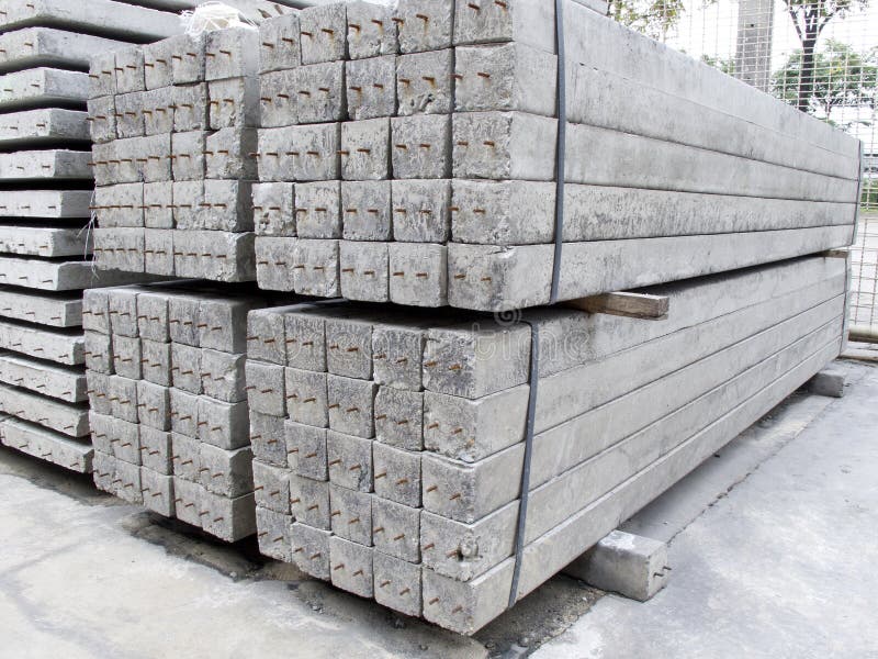 Concrete Pole Pile on Ground Stock Image - Image of construction, house ...