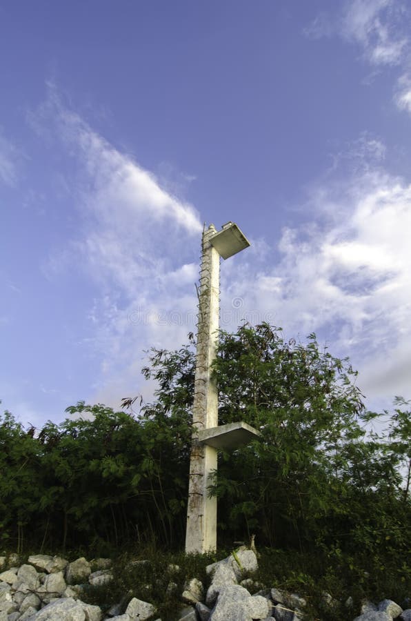 Concrete port light tower stock photo. Image of tall - 79662546