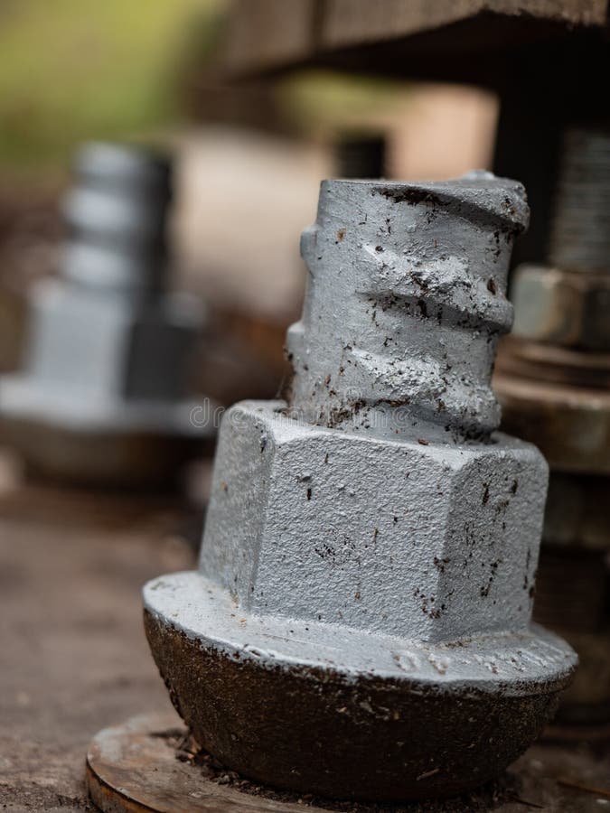Concrete Post Head Nut with Painted Steel Surface. Footpath Bridge ...
