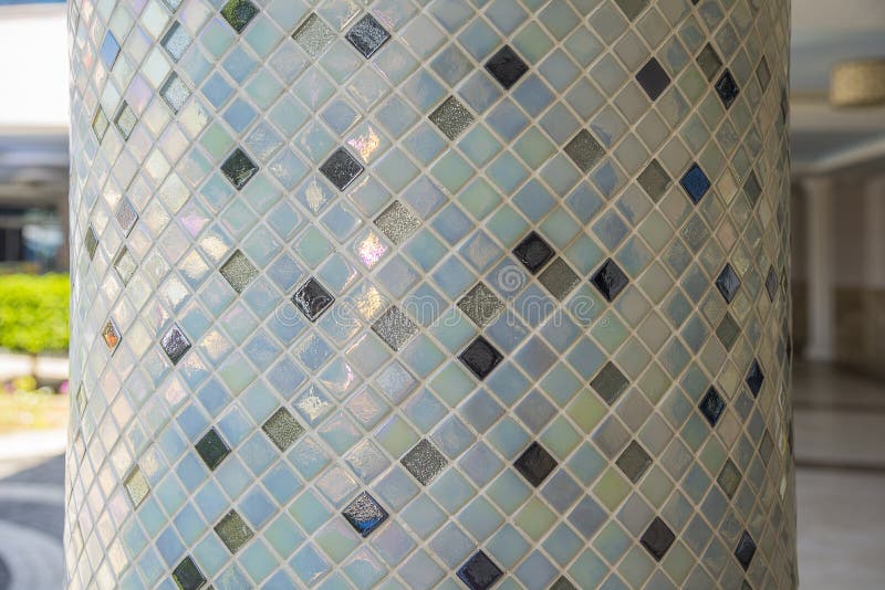 Concrete Post Lined with Mosaic Ceramic Tiles Stock Photo - Image of ...