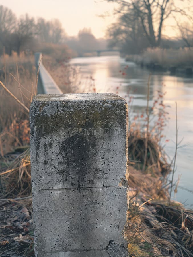 Concrete Post River Misty Winter Morning Stock Photos - Free & Royalty ...