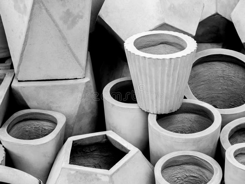 Concrete Pot. Geometric Cement Planter Stock Photo - Image of cactus ...