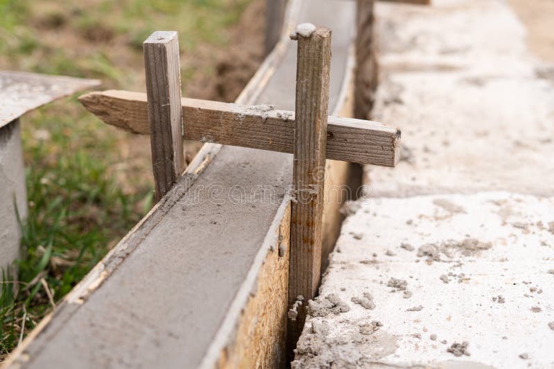Concrete Poured Curb Formed by Timber Formwork Stock Photo - Image of ...