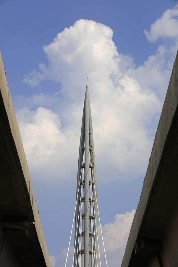Concrete Pouring Bridge and Stay Cable Column Stock Image - Image of ...