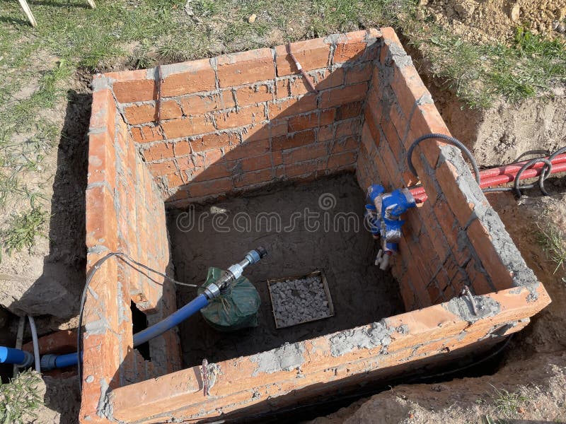 Concrete Pouring Process for Small Well Foundation Pit Stock Image ...