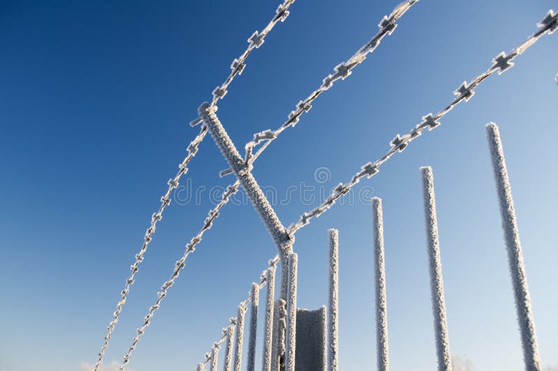 Concrete Protection with a Barbed Wire Stock Photo - Image of bars ...