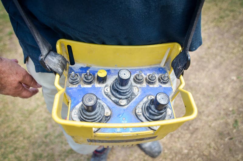 Concrete Pump Operator with Remote Control for Boom Pump Truck a Stock ...