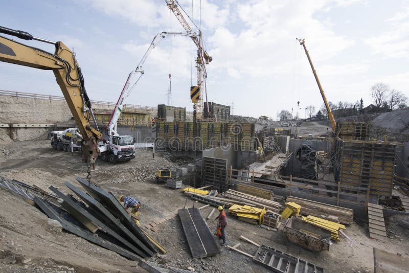 Concrete Pump for Transferring Liquid Concrete by Pumping Stock Image ...
