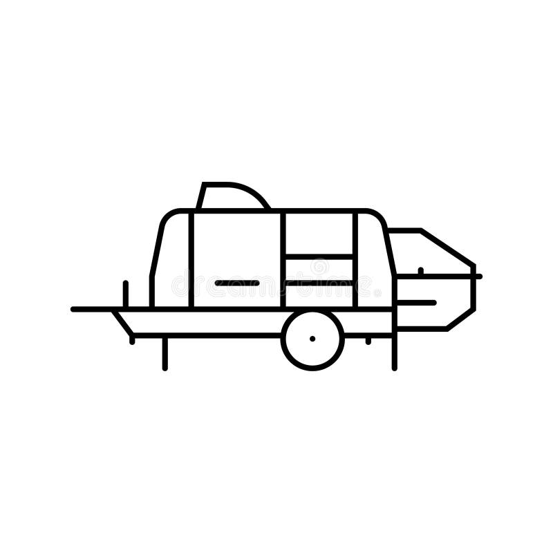 Concrete Pumper Civil Engineer Line Icon Vector Illustration Stock
