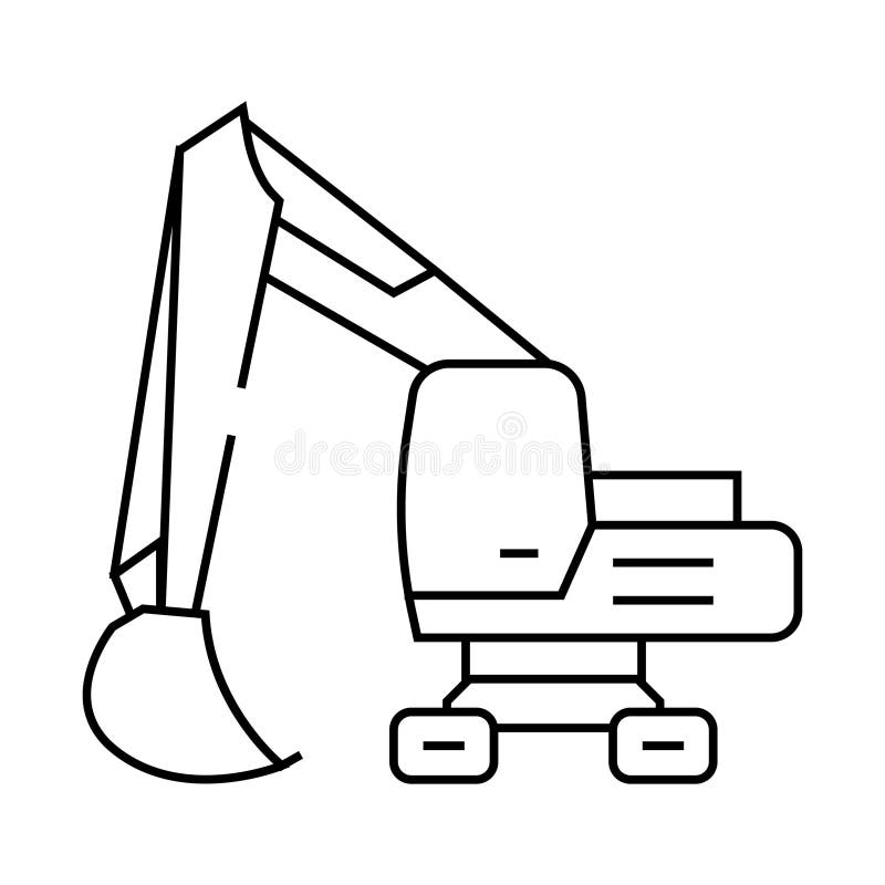 Concrete Pumper Civil Engineer Line Icon Vector Illustration Stock