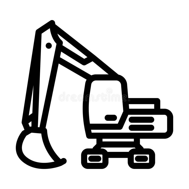 Concrete Pumper Civil Engineer Line Icon Vector Illustration Stock