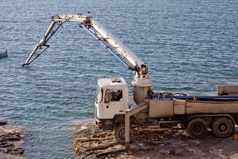 Concrete pumping line stock image. Image of process, repairman - 64108509
