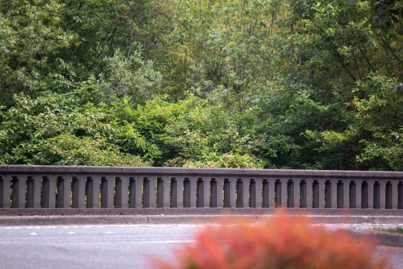 Concrete Railing of a Bridge Over a Creek Stock Image - Image of trees ...