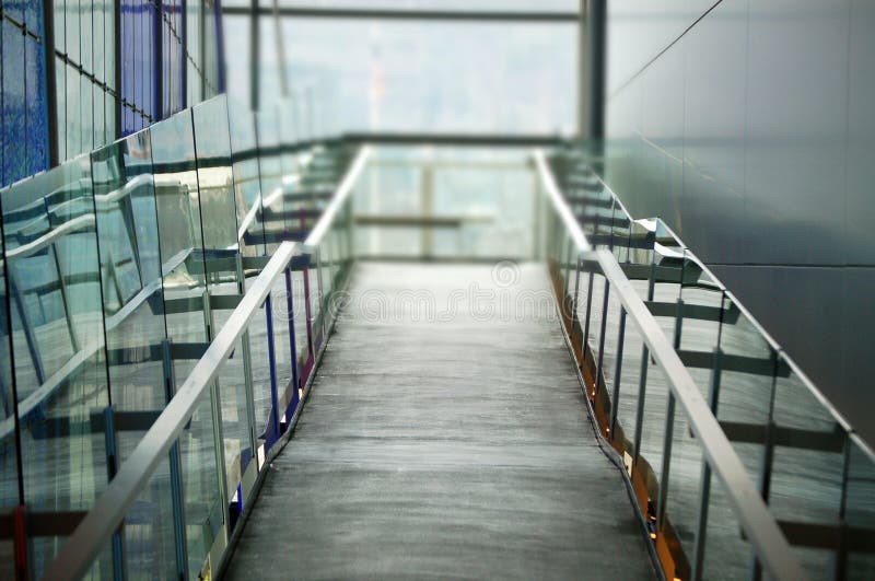 Empty Ramp Up To Parking Garage in Central Business District at Night ...