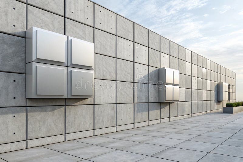 Concrete, Rectangular Wall Background with Tiles. Polished, Tile ...