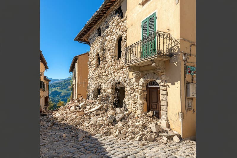 Concrete Remnants from a Ruined Building Stock Photo - Image of hill ...