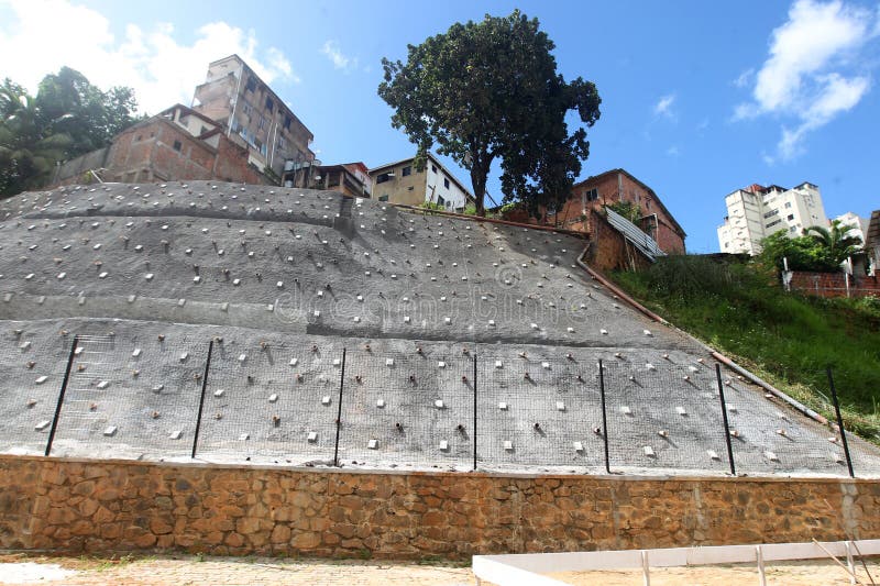 Concrete retaining slope editorial image. Image of hill - 275241820