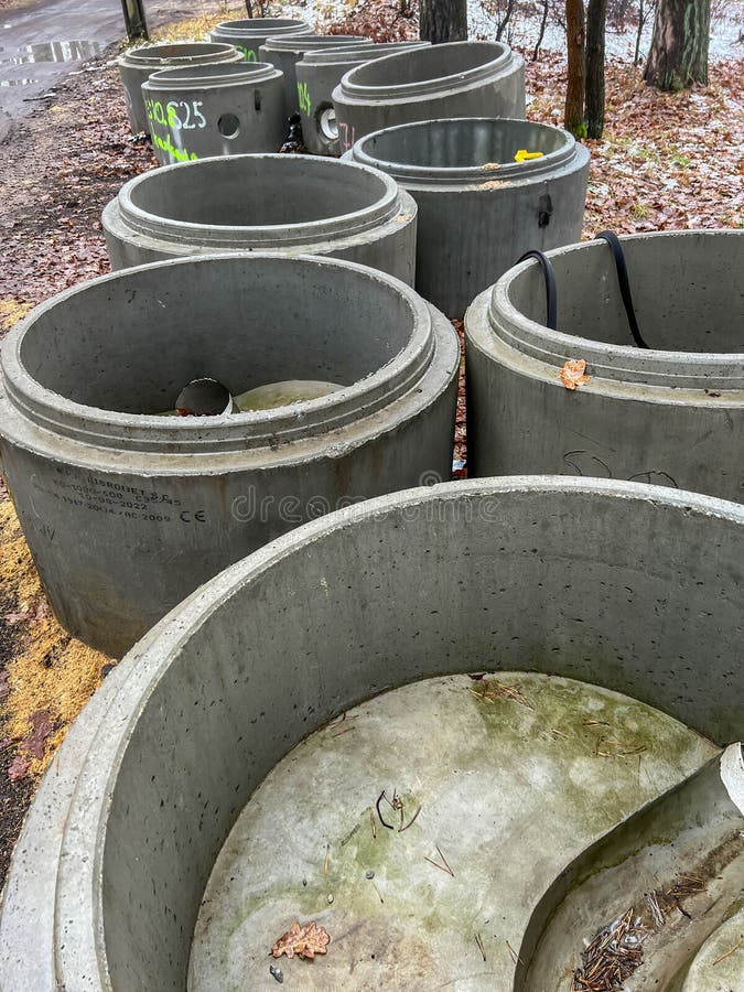 Concrete Rings, Elements Prepared for the Construction of Manholes ...