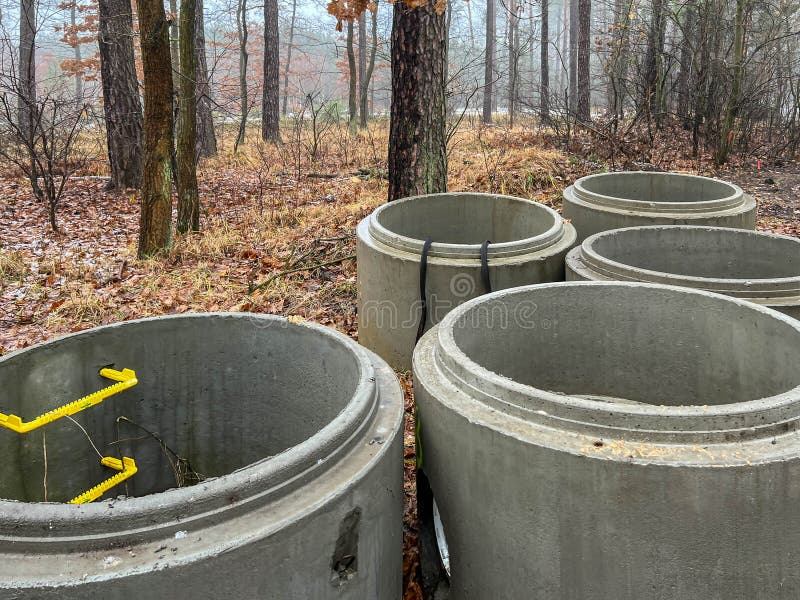 Concrete Rings, Elements Prepared for the Construction of Manholes ...