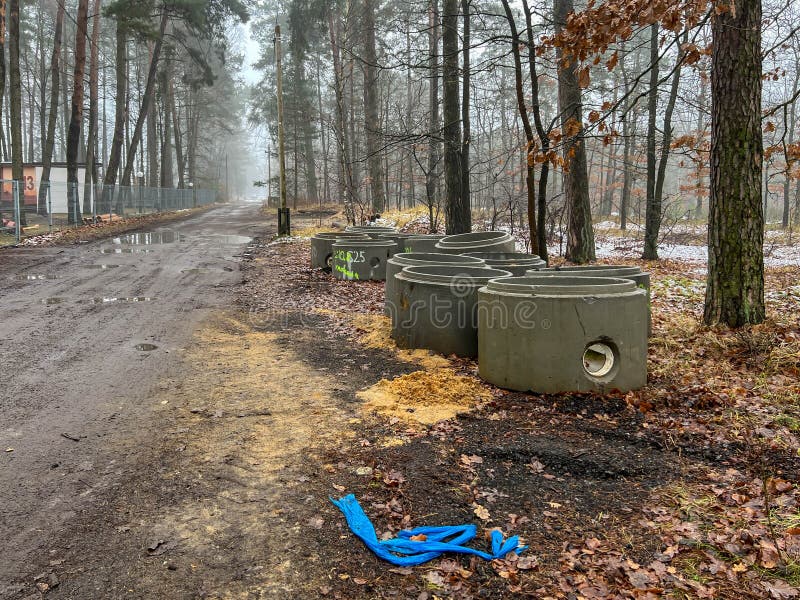 Concrete Rings, Elements Prepared for the Construction of Manholes ...