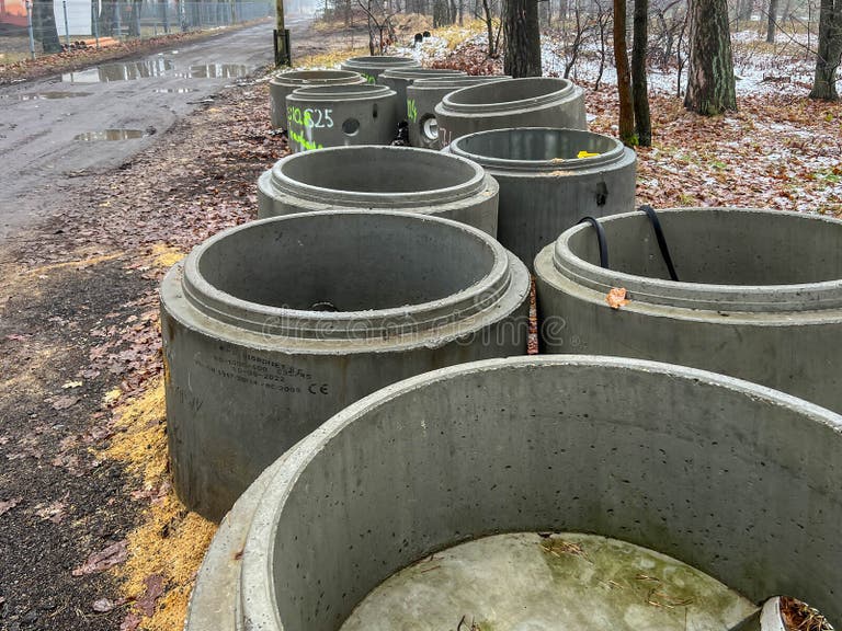 Concrete Rings, Elements Prepared for the Construction of Manholes ...