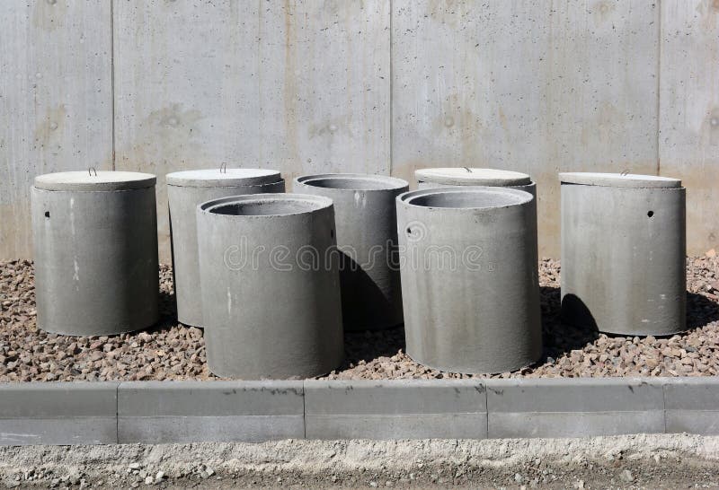 Concrete Rings for Sewerage at a Construction Site Stock Photo - Image ...