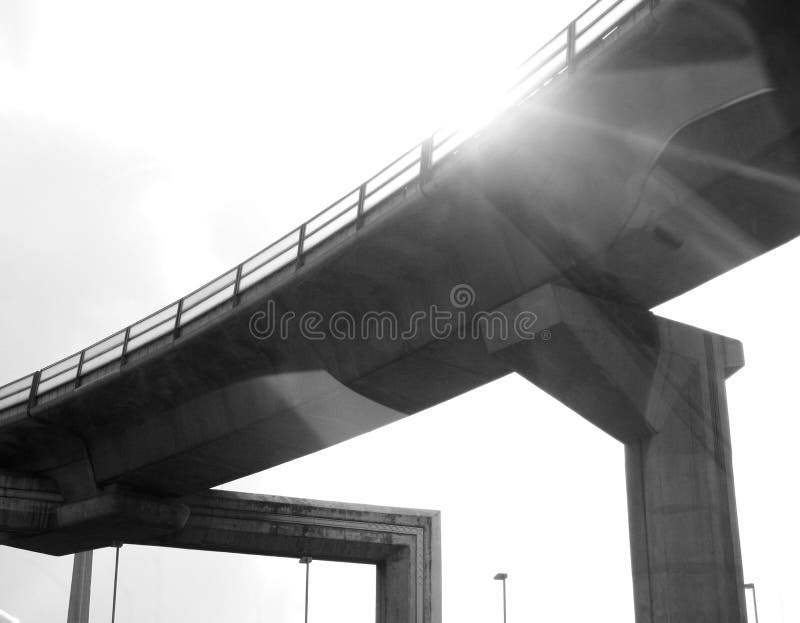 Concrete Road Bridge Curve with Flare Light, Abstract Stock Image ...