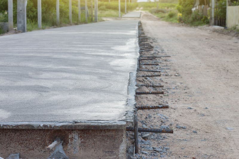Concrete Road Construction in Rural. Stock Image - Image of industrial ...