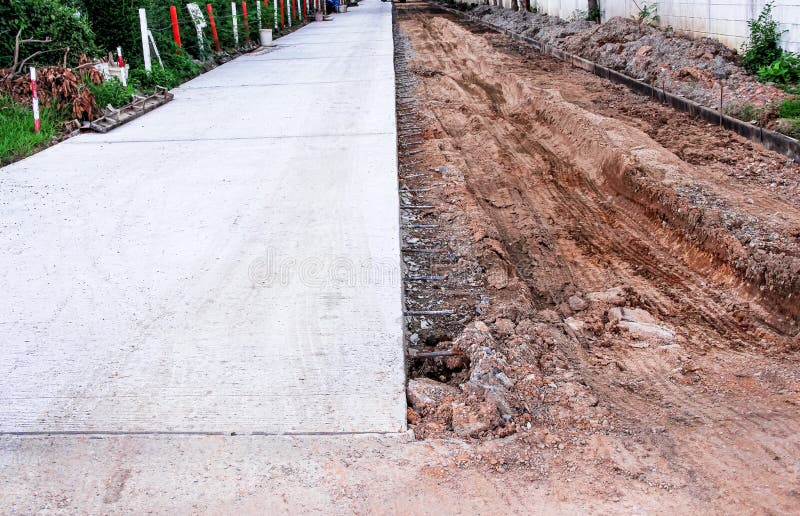 Concrete Road Construction with Steel Structure Outdoor Background ...