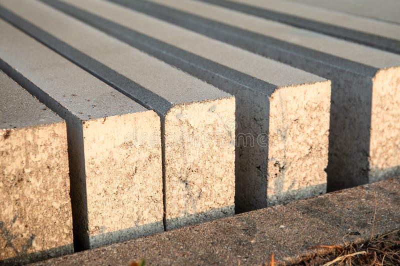 Concrete Road Curbs. Road Construction and Storage Stock Photo - Image ...