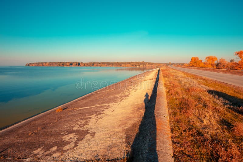 Concrete Road and Dam Along the Sea Stock Image - Image of embankment ...