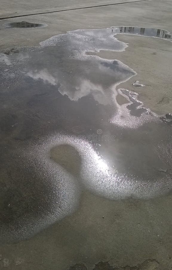 Concrete Road with Rain Water Stock Image - Image of road, reflection ...