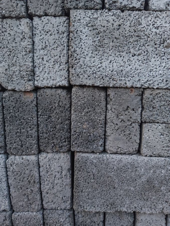 Concrete Rock Brick Aligned and Kept Stacked. Stock Photo - Image of ...