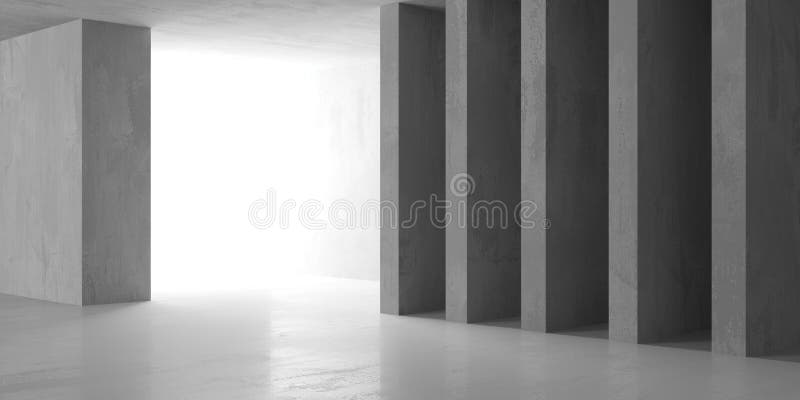 Concrete Room with Abstract Interior. Open Space Stock Illustration ...