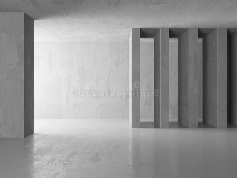 Concrete Room with Abstract Interior. Open Space Stock Illustration ...