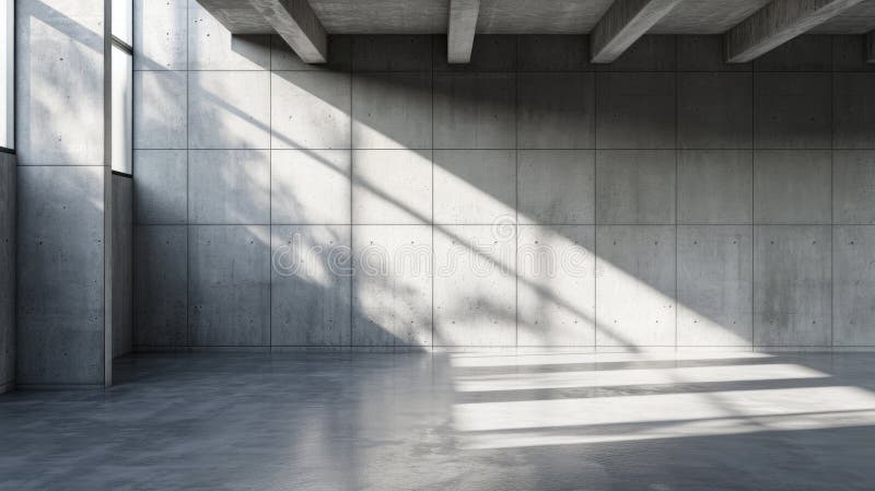 Concrete Room Background, Light Grey Walls and Sunlight from Window ...