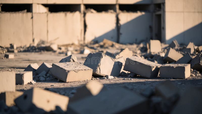 Concrete Rubble Debris at a Building Site. Stock Photo - Image of ...