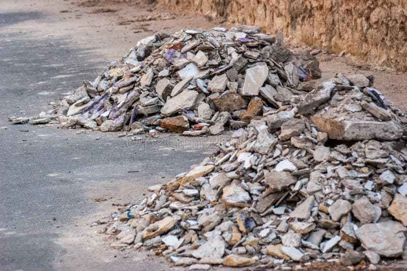Concrete Rubble Debris on Construction Stock Image - Image of structure ...