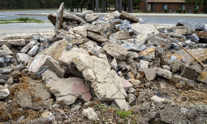Concrete Rubble and Debris Heap Stock Photo - Image of demolished ...