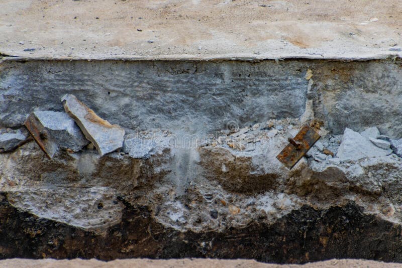 Concrete Rubble in a Ditch on a Construction Site Stock Photo - Image ...