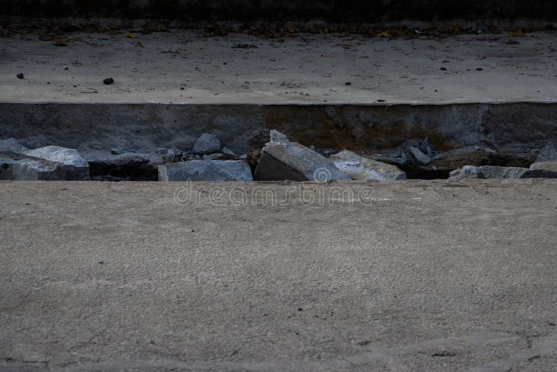 Concrete Rubble in a Ditch on a Construction Site Stock Photo - Image ...