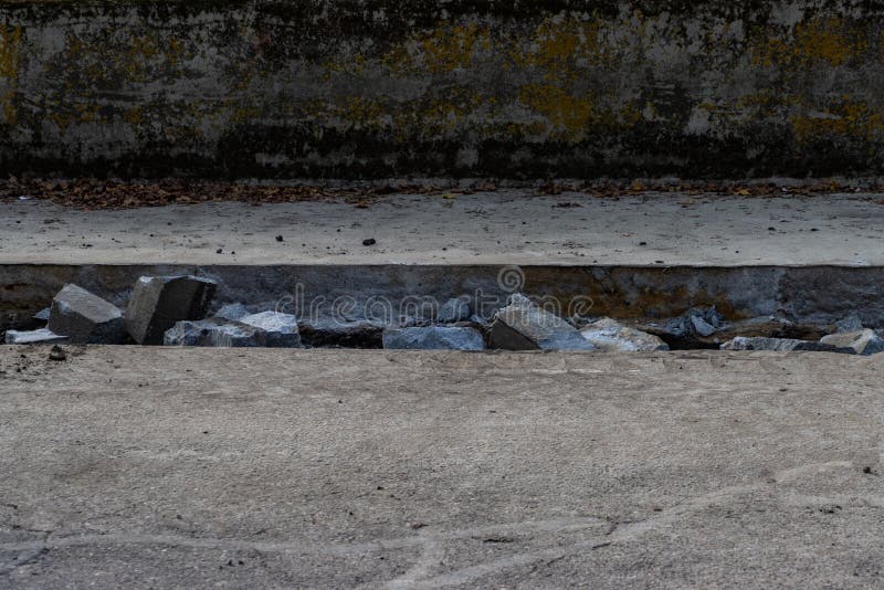 Concrete Rubble in a Ditch on a Construction Site Stock Photo - Image ...