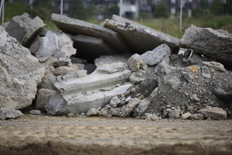 Concrete Rubble on a Job Site Stock Image - Image of recycling, asphalt ...
