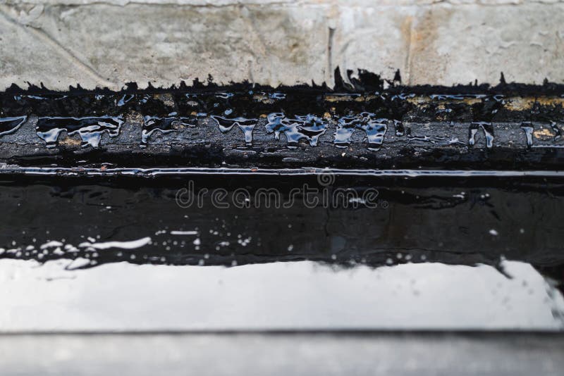Concrete Seam Waterproofing with Bitumen Stock Image - Image of ...