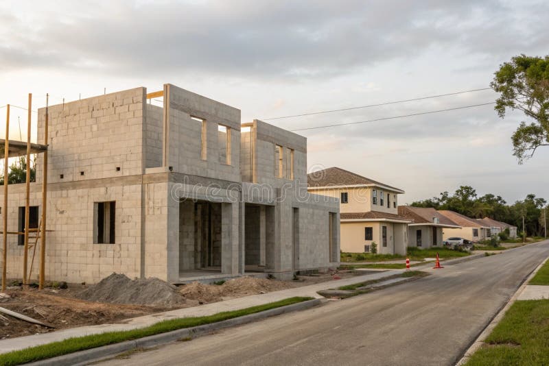 Concrete Shell of a House Under Construction in Florida Stock ...