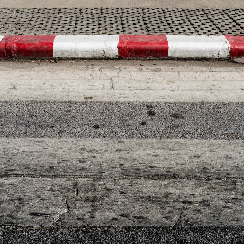 Concrete Sidewalk with Red and White Stock Photo - Image of path ...