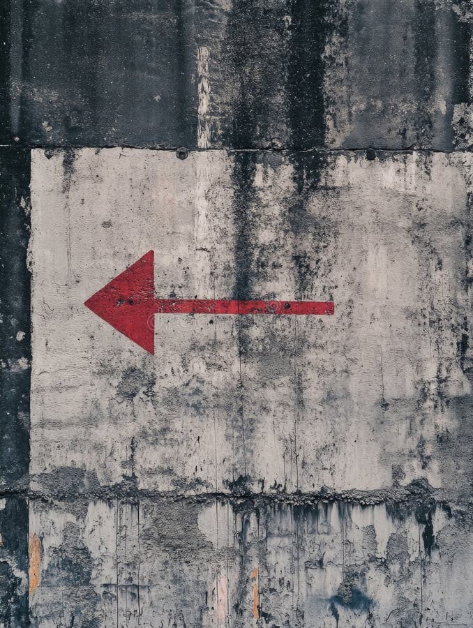 Concrete Sign with a Red Arrow Stock Photo - Image of urban, location ...