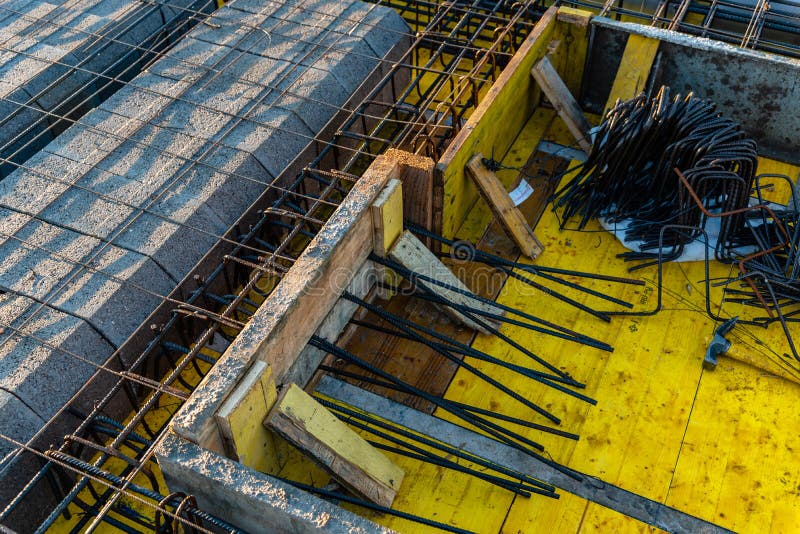 Concrete Slab with Reinforncing Bars in Construction Site Stock Photo ...