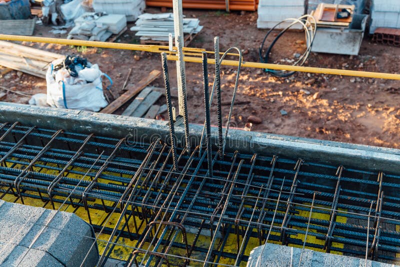Concrete Slab with Reinforncing Bars in Construction Site Stock Image ...